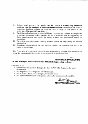 VTU Crash Course Examination Date Announced For 5th and 7th Semester ...